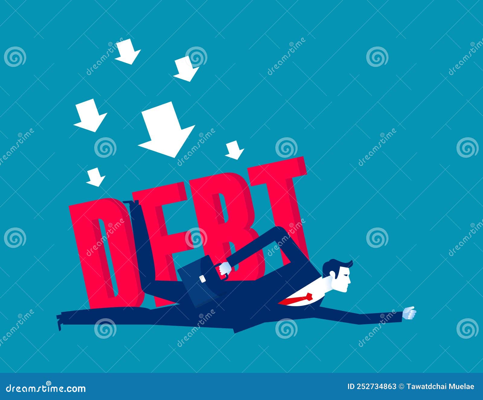 Getting Pressed by Debt. Business Cartoon Vector Illustration Stock ...