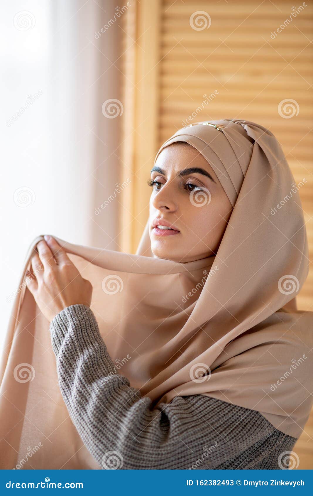 Beautiful Muslim Woman Getting Ready in the Morning Stock Image - Image ...