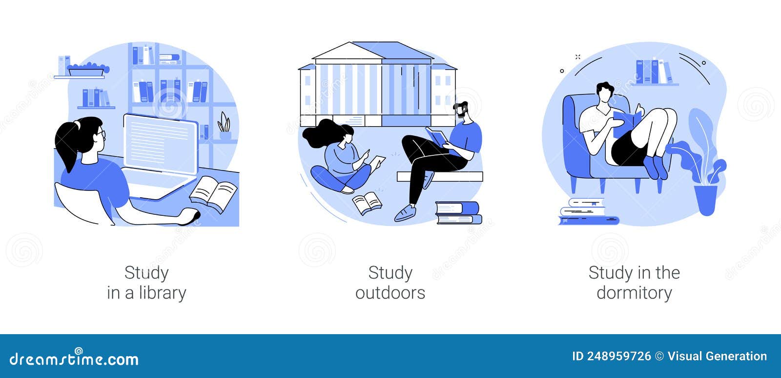 Getting Ready for Classes Isolated Cartoon Vector Illustrations Se ...