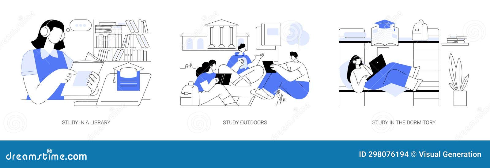 Getting Ready for Classes Isolated Cartoon Vector Illustrations Se ...