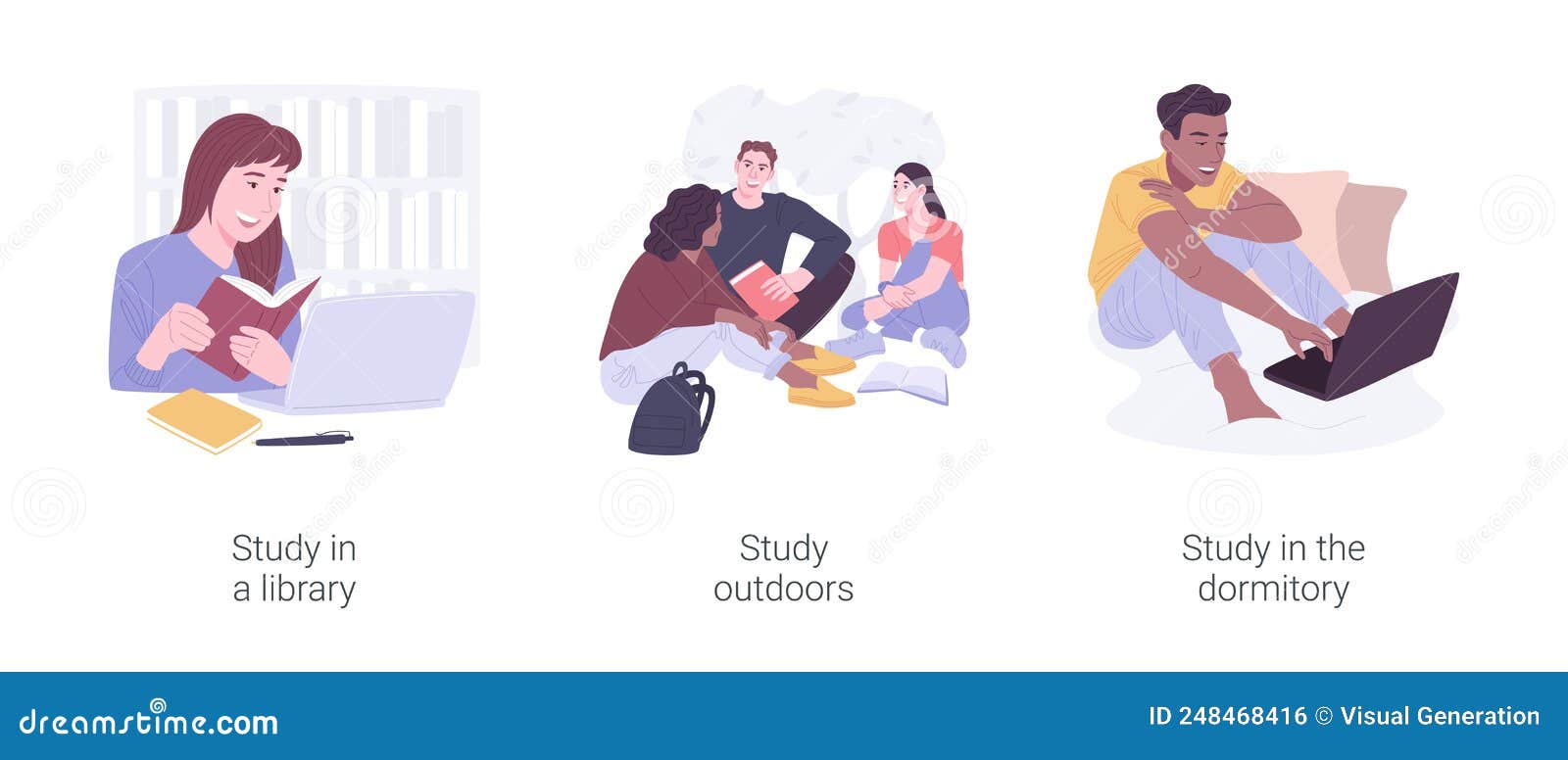 Getting Ready for Classes Isolated Cartoon Vector Illustrations Set ...