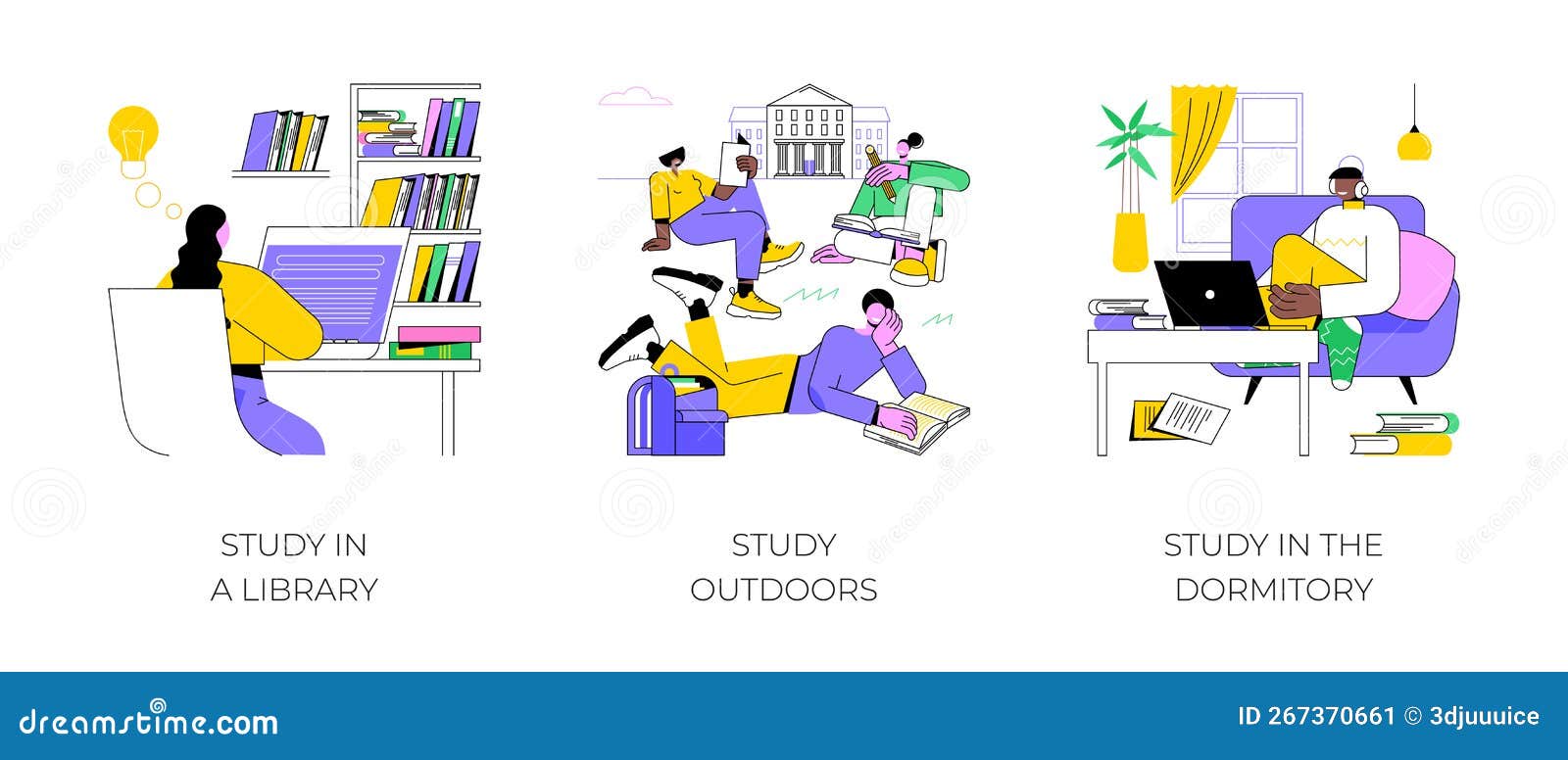 Getting Ready for Classes Isolated Cartoon Vector Illustrations. Stock ...