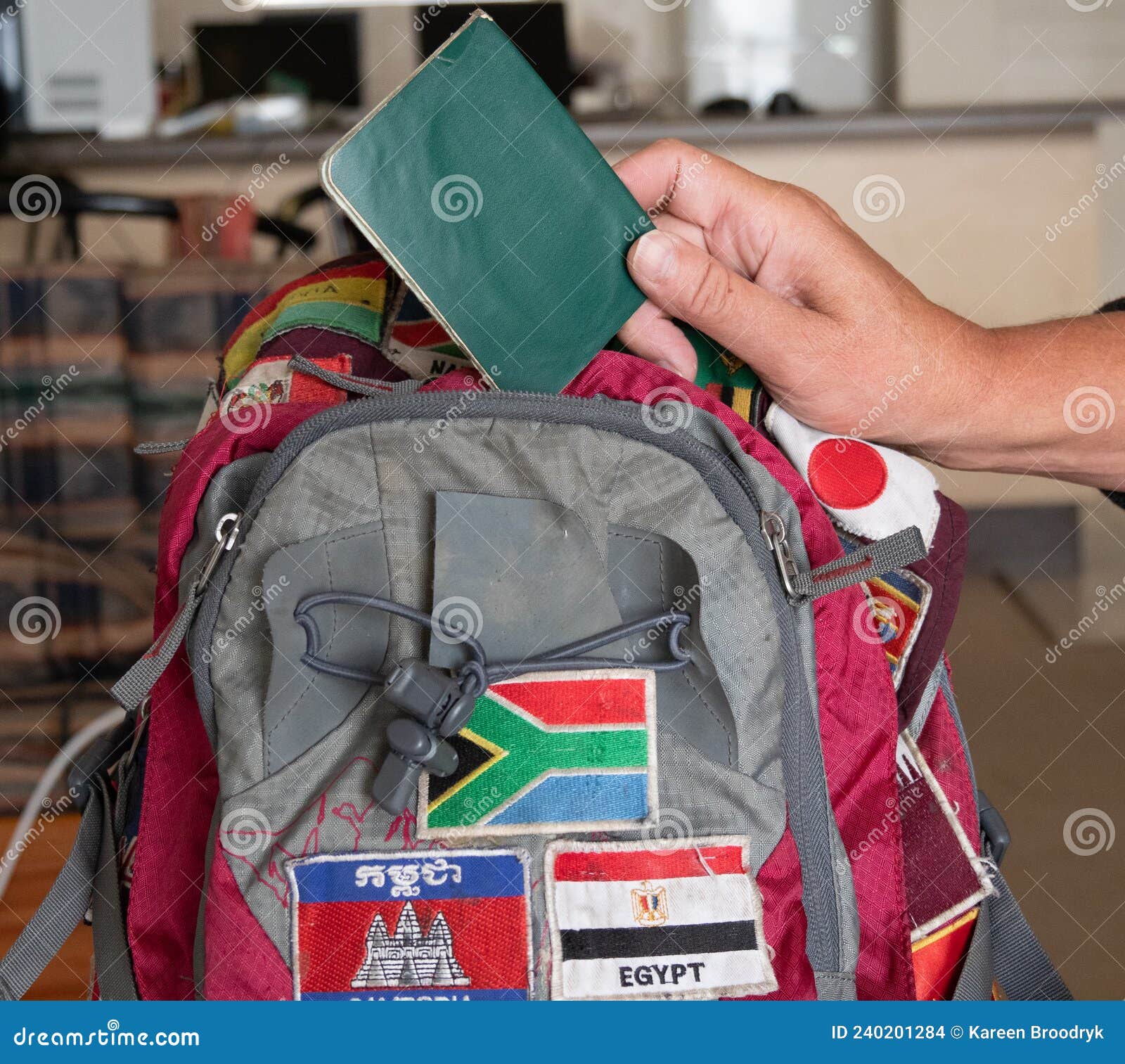 Getting Ready To Travel, Packing Passport into Backpack Which is ...