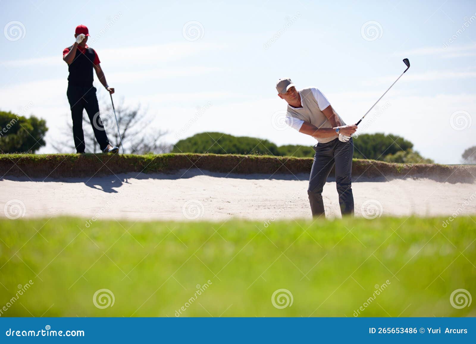 Getting into the Swing of Things. Two Handsome Men Playing a Game of ...