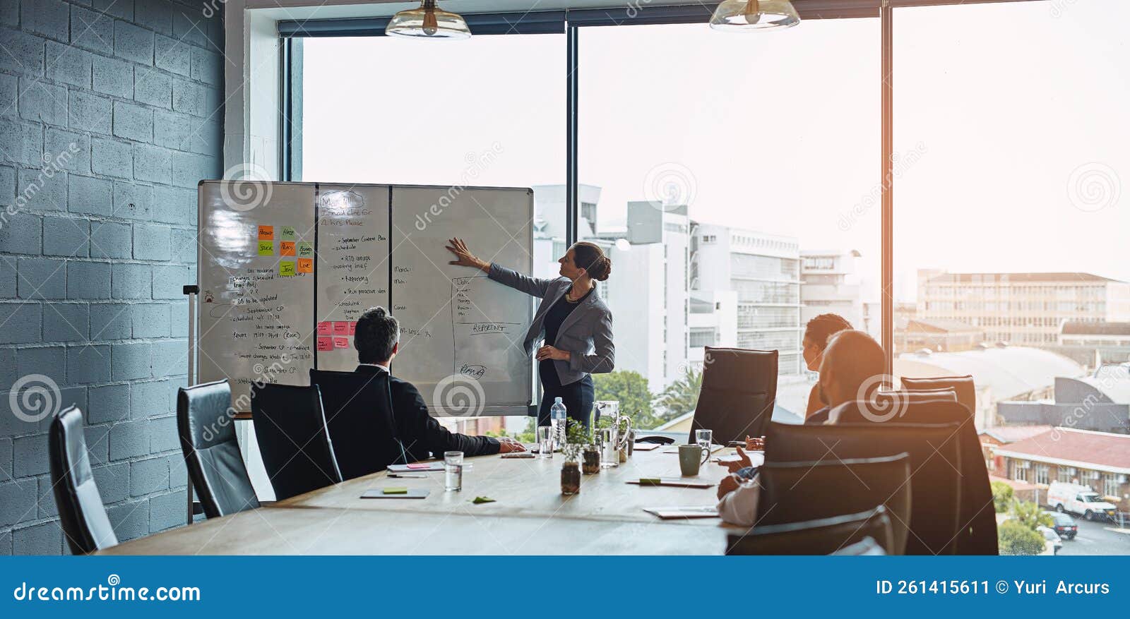 Getting the Team Onboard with Her Plan. an Executive Giving a ...