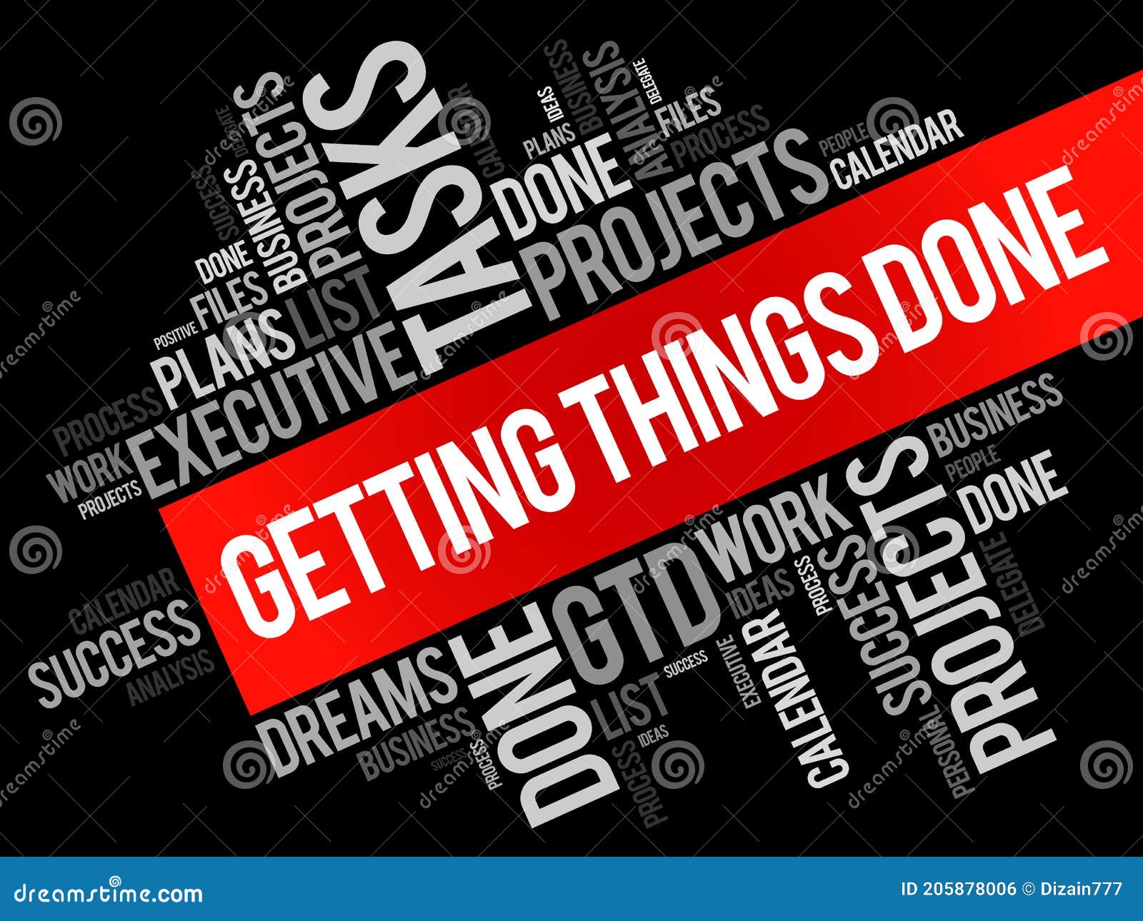 Getting Things Done Word Cloud Stock Illustration - Illustration of ...