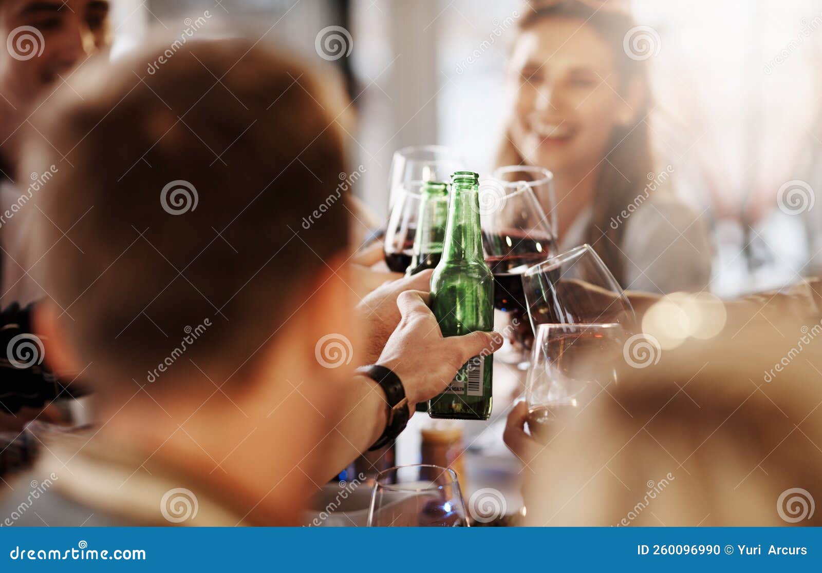 Getting Together for Drinks. a Group of Young Friends Making a Toast at ...