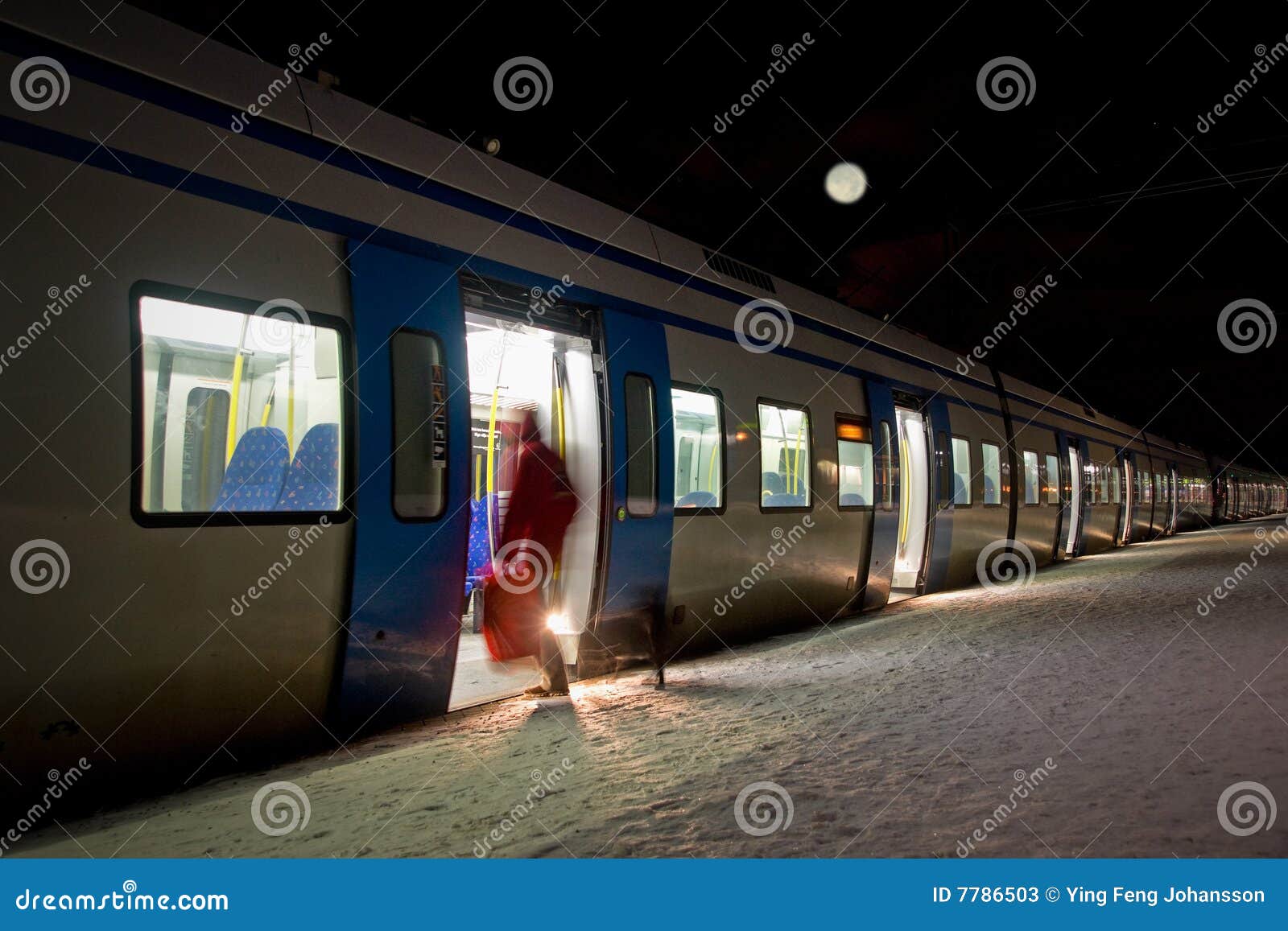 Getting on the train. stock image. Image of railroad, evening - 7786503