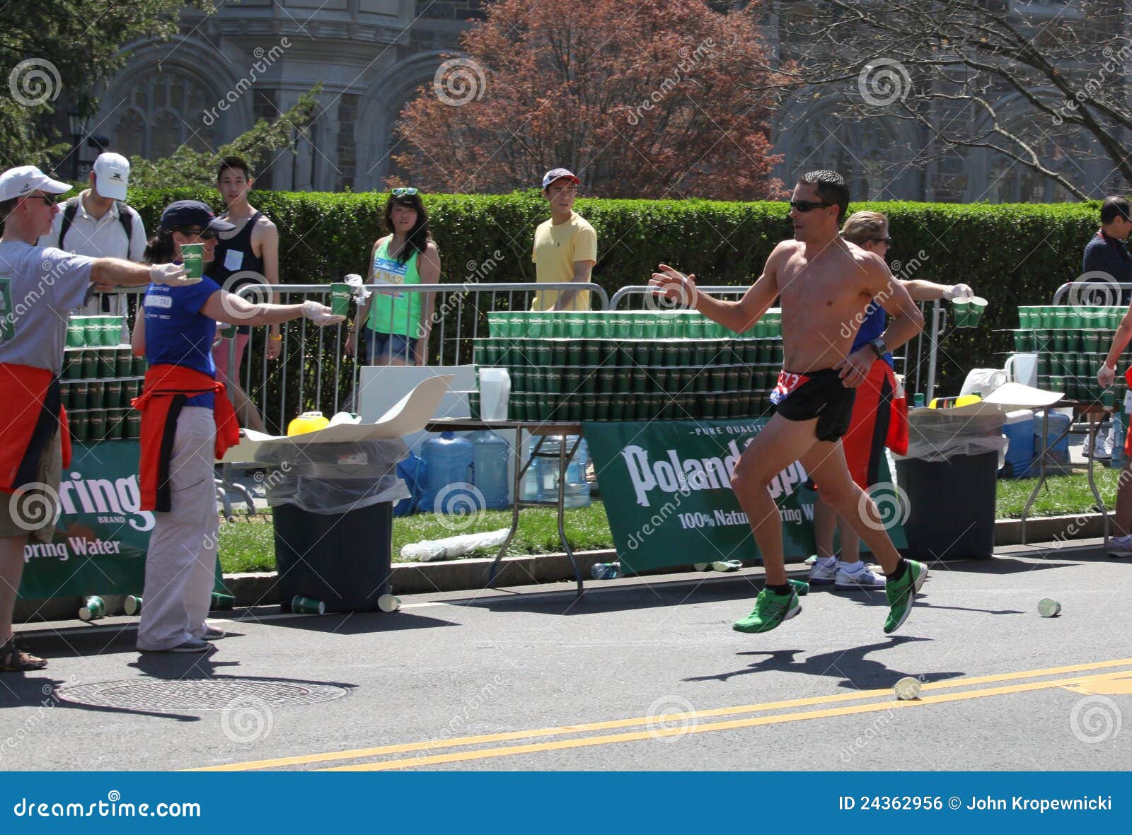 Getting Water on the Marathon Editorial Photo - Image of hill, newton ...