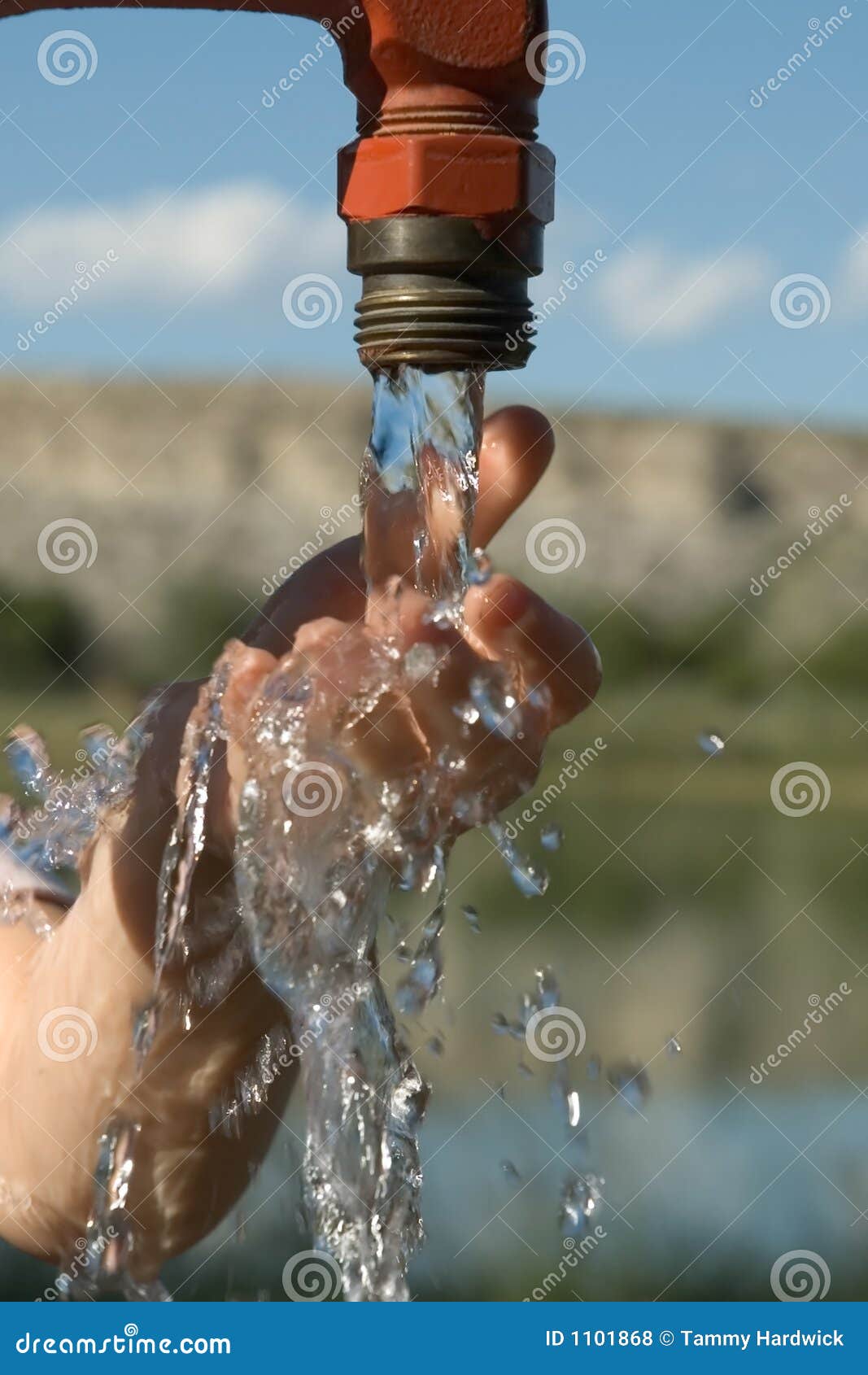 Getting wet stock photo. Image of hand, clean, moist, playing - 1101868