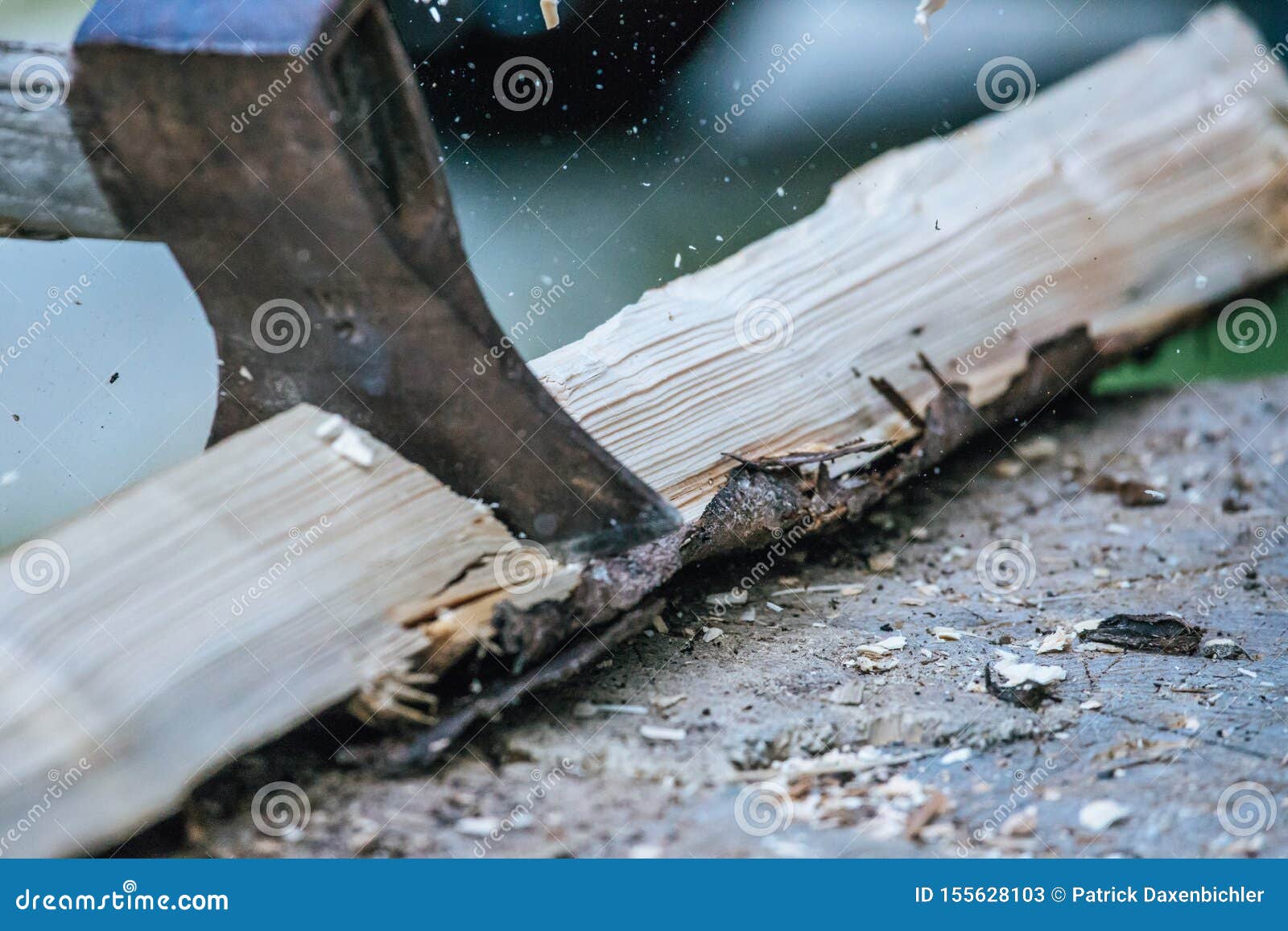 Getting Wood for Fire: Sharp Axe Cutting Wood on a Block Stock Image ...