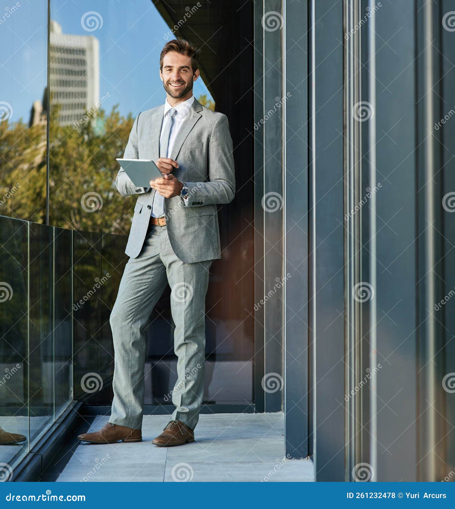Getting Work Done and Some Fresh Air. Portrait of a Handsome Young ...