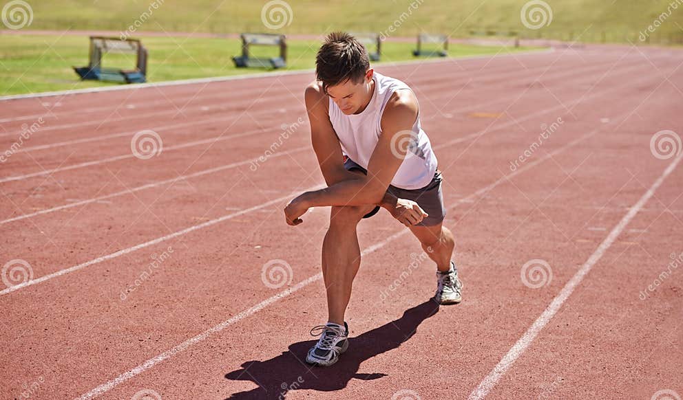 Getting into the Zone. a Runner Preparing for His Event. Stock Image ...