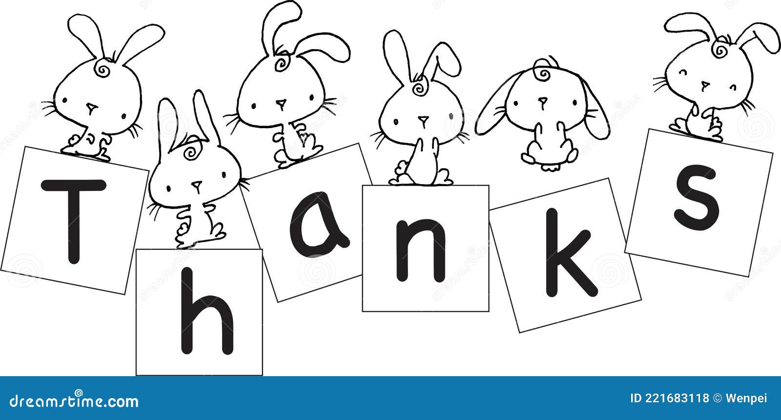 Vector Cartoon Animals Rabbit Thank You Card Design Stock Vector ...
