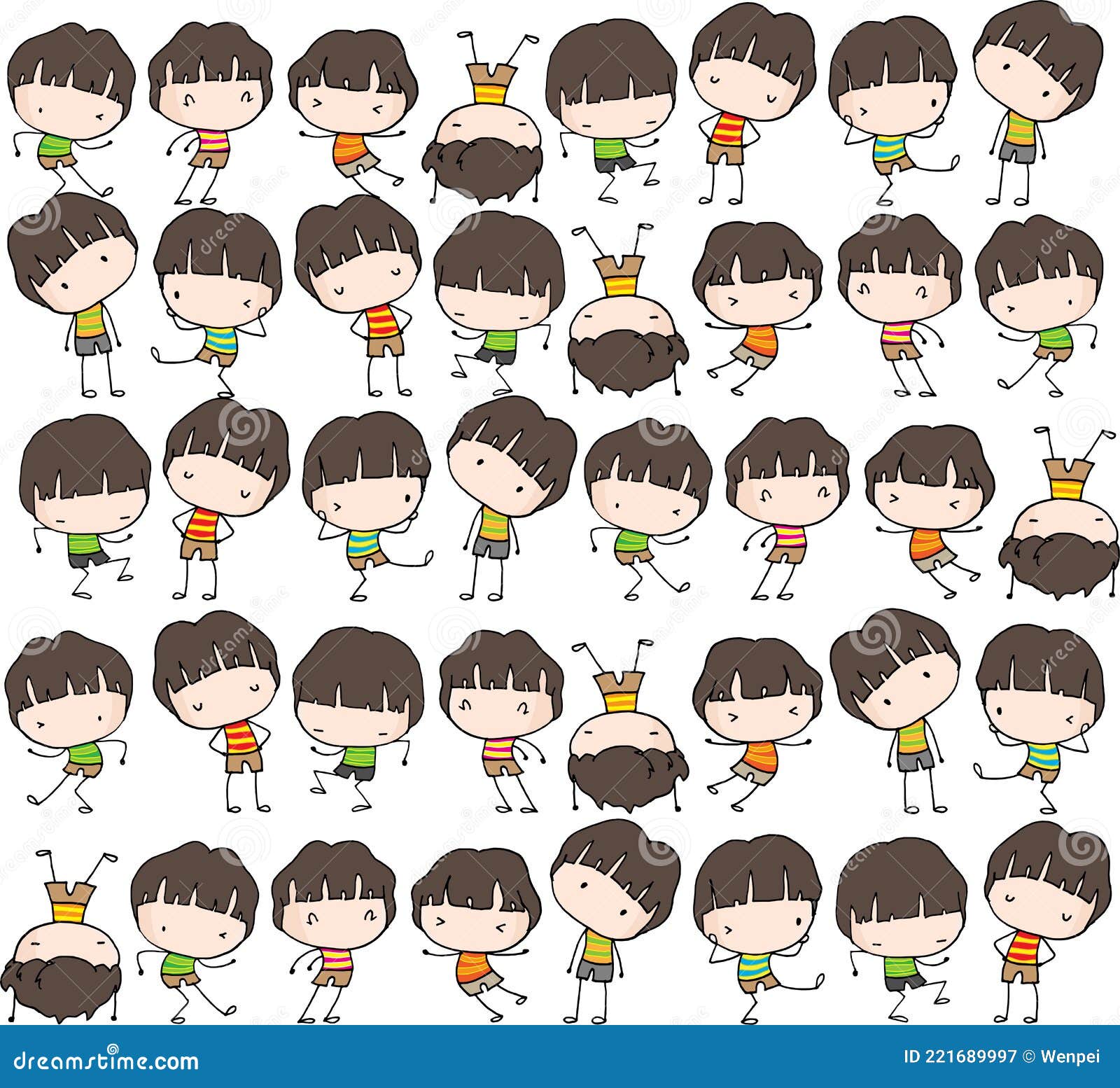 Vector Cartoon Children Kids Boys Action Set Stock Illustration ...