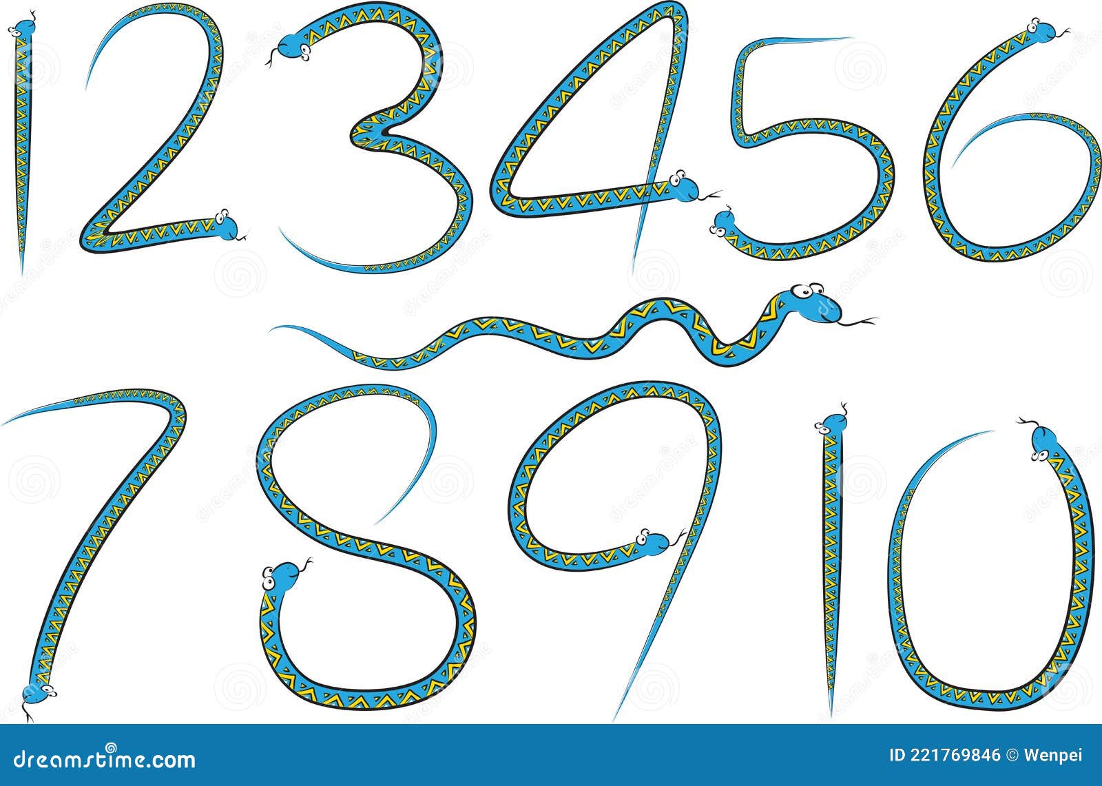 Vector Snake Action Numbers 1 To 10 Design Set Background Stock Vector ...