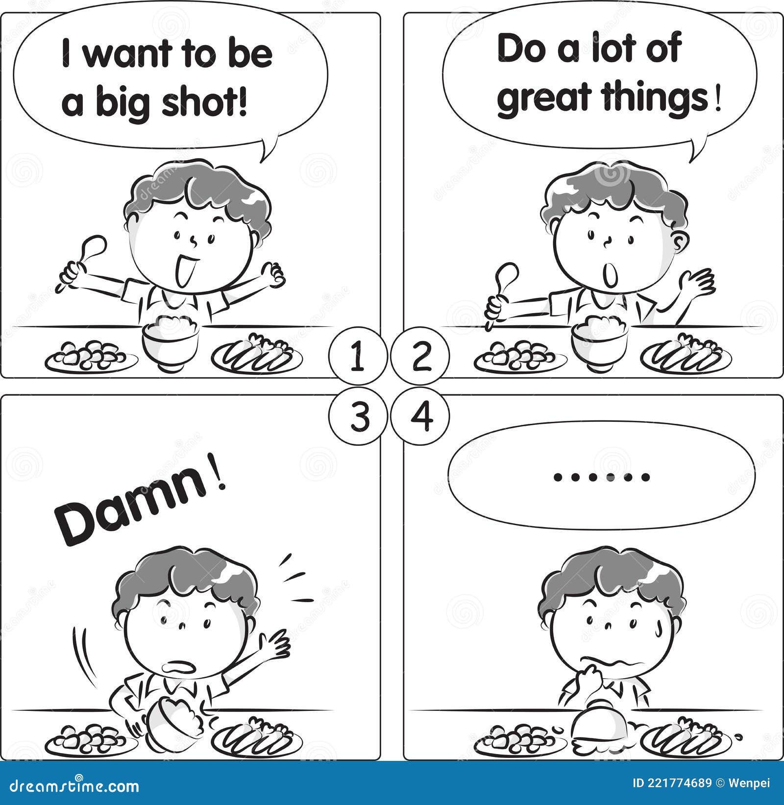 Vector Funny Boy Cartoon Eating Comic Stock Vector - Illustration of ...