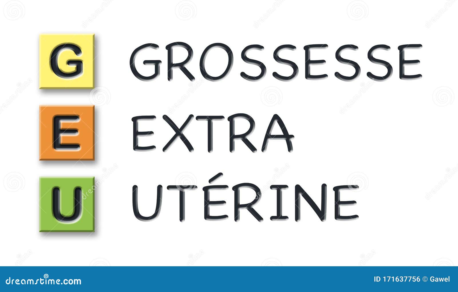 GEU Initials in Colored 3d Cubes with Meaning in French Language Stock ...