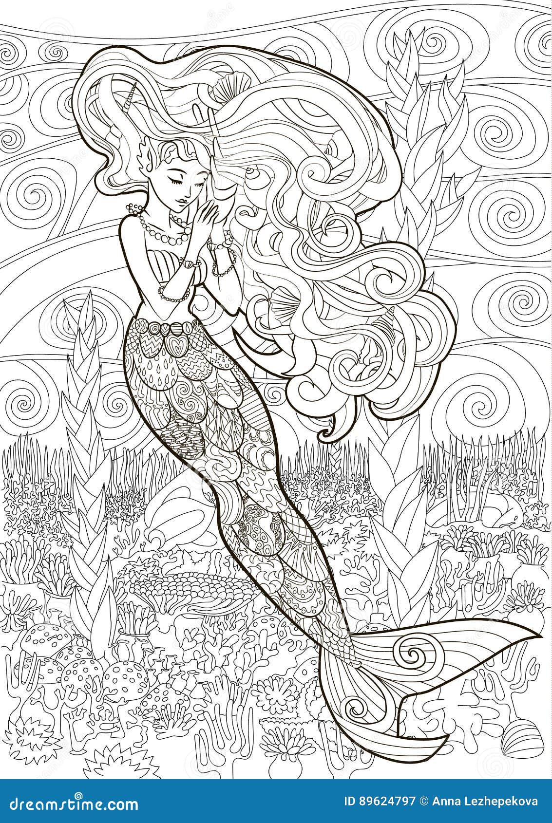 Gevormde Illustratie Van Een Meermin Vector Illustratie - Illustration ...