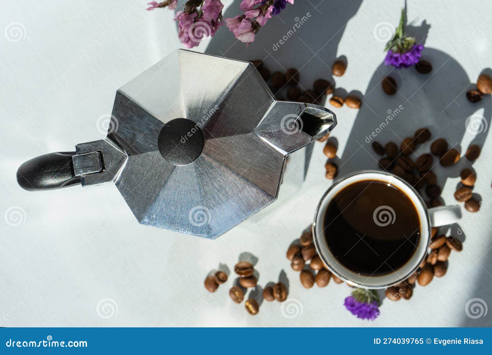 Geyser Coffee Maker. Making Coffee Set on the White Table Top View ...