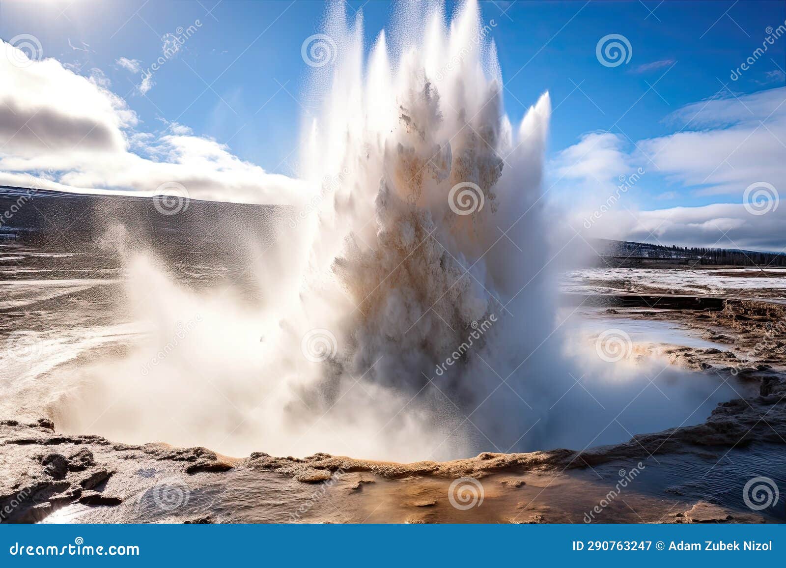 A Geyser Erupting in a Hot Spring Stock Illustration - Illustration of ...