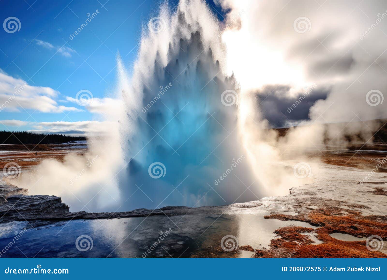 A Geyser Erupting in a Hot Spring Stock Illustration - Illustration of ...