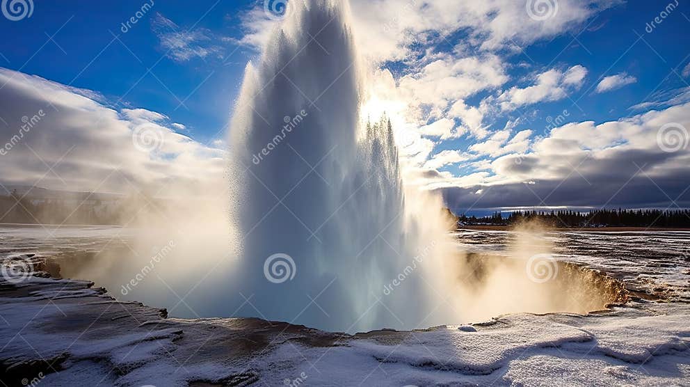A Geyser Erupting in the Sun Stock Illustration - Illustration of ...