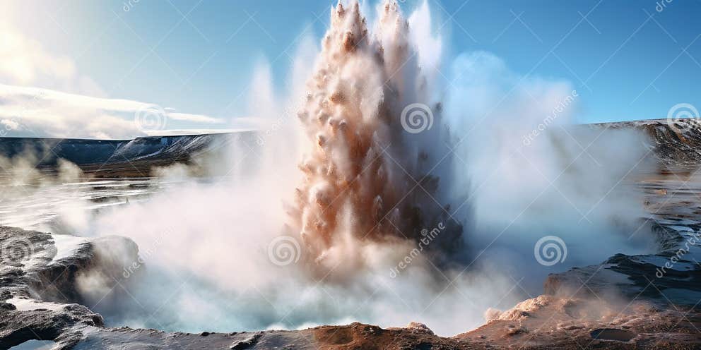 A Geyser Exploding in the Air Stock Illustration - Illustration of ...