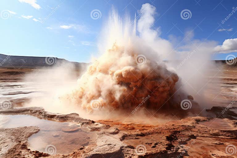 A Geyser Exploding in a Hot Spring Stock Illustration - Illustration of ...