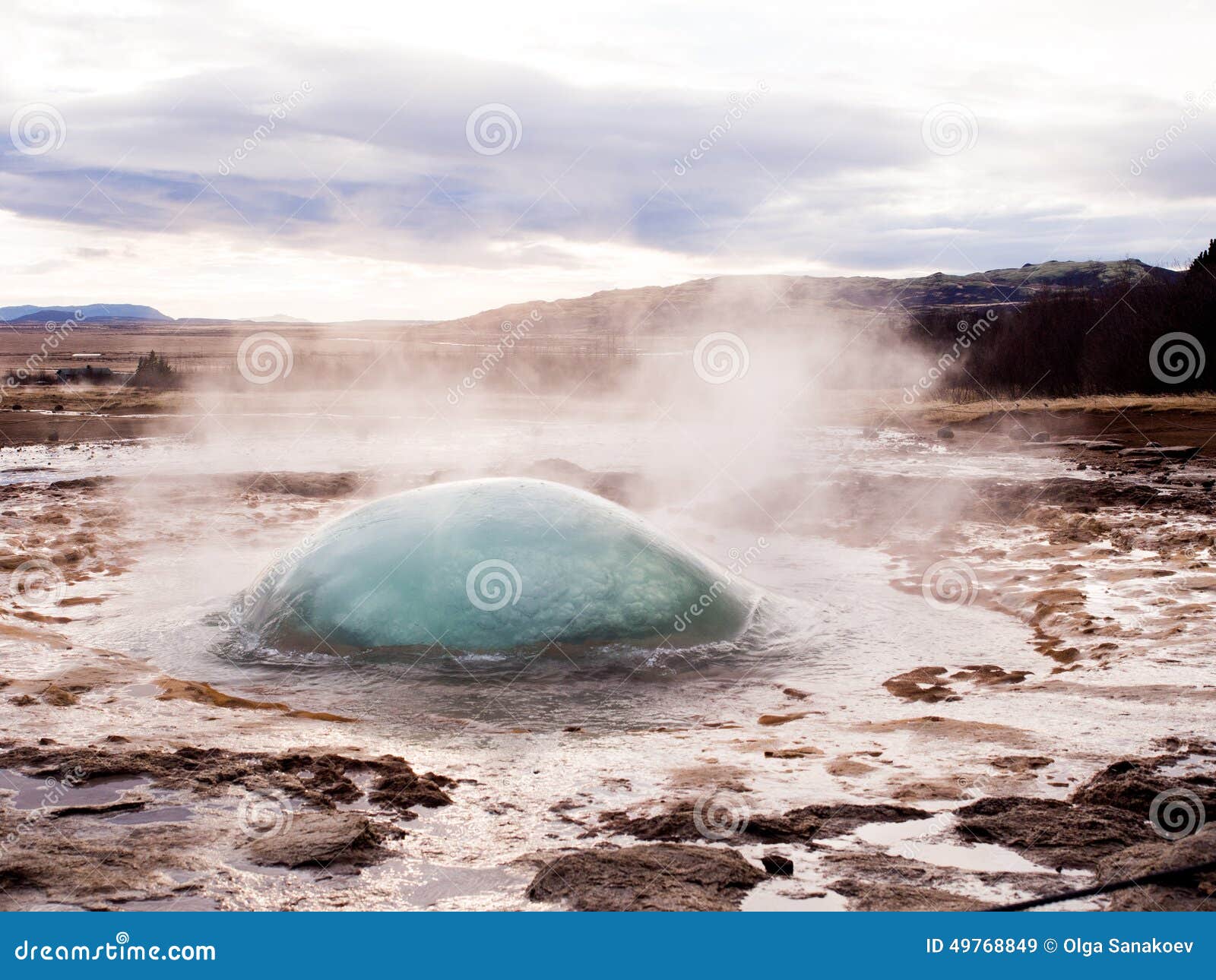 Geyser Just before an Explosion in Iceland Stock Image - Image of ...
