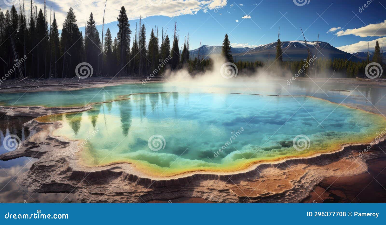 Geyser Landscape. Beautiful Thermal Spring Stock Illustration ...