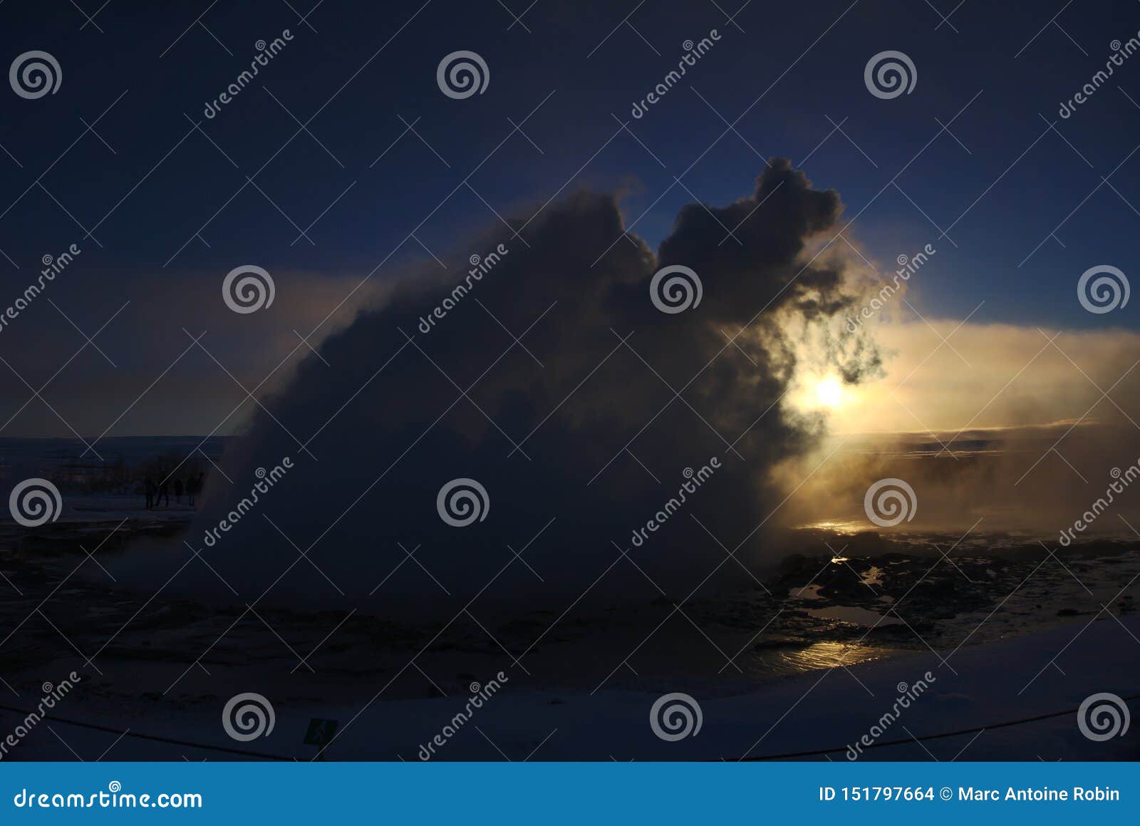 Geysir Exploding in Front of the Sun Stock Photo - Image of explosion ...