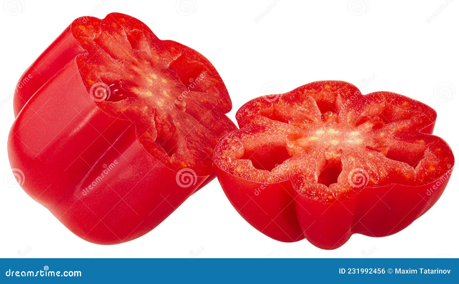 Gezante Tomato Buhrer-keel Cut in Half, Isolated Stock Photo - Image of ...