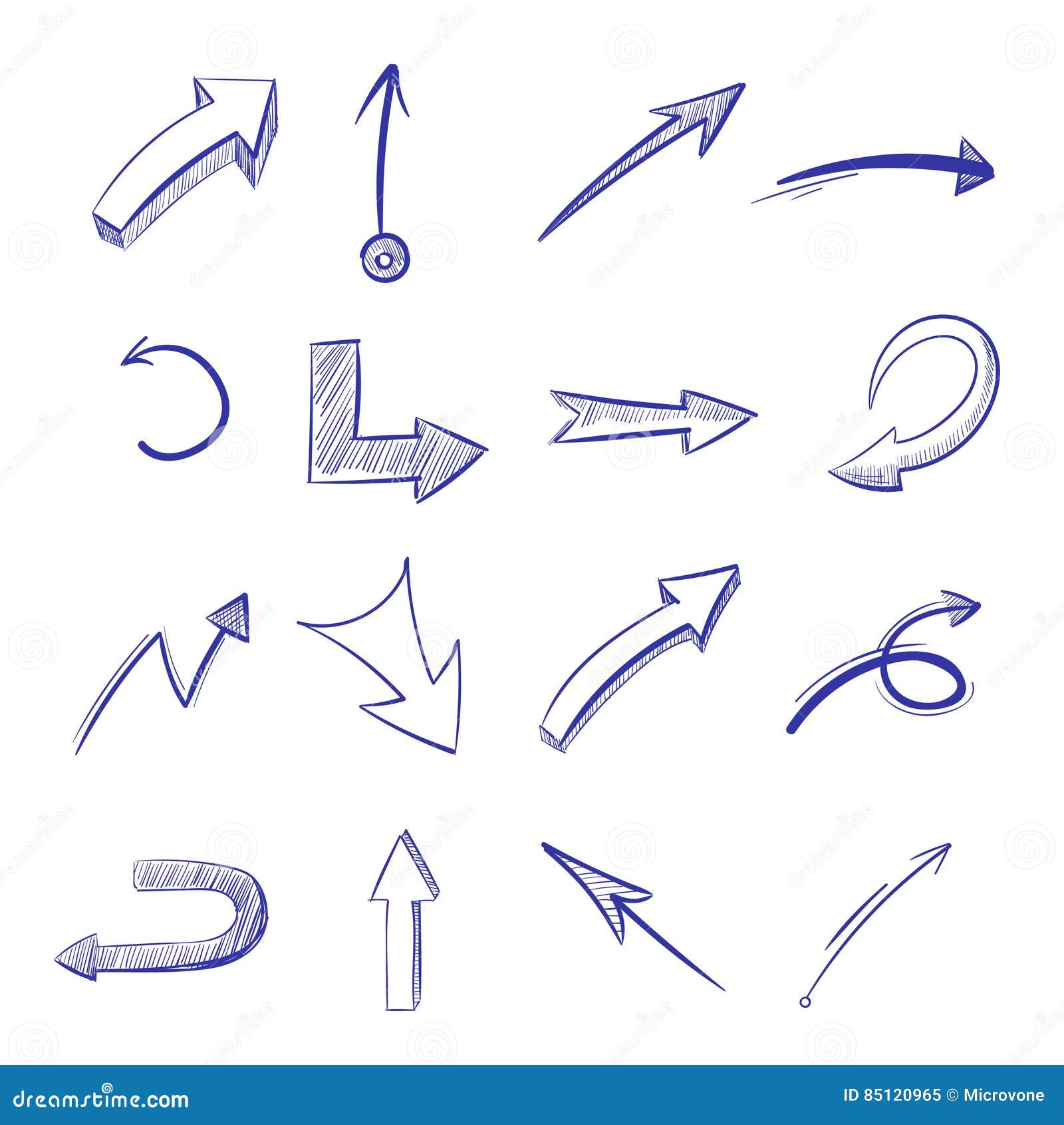 Gezeichnete Gebogene Pfeile Des Vektors Hand Vektor Abbildung ...