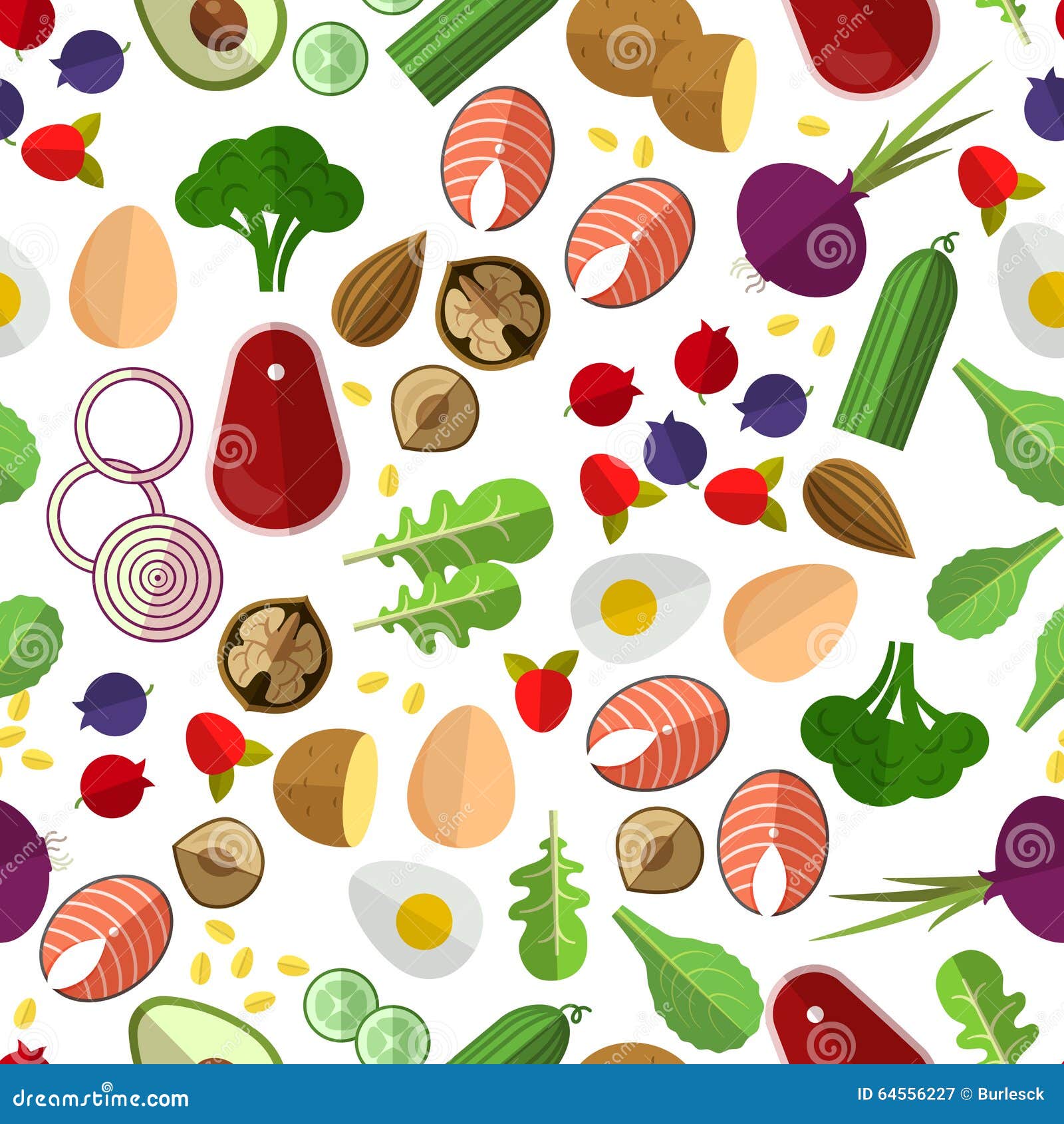 Gezond het eten patroon vector illustratie. Illustration of vers - 64556227