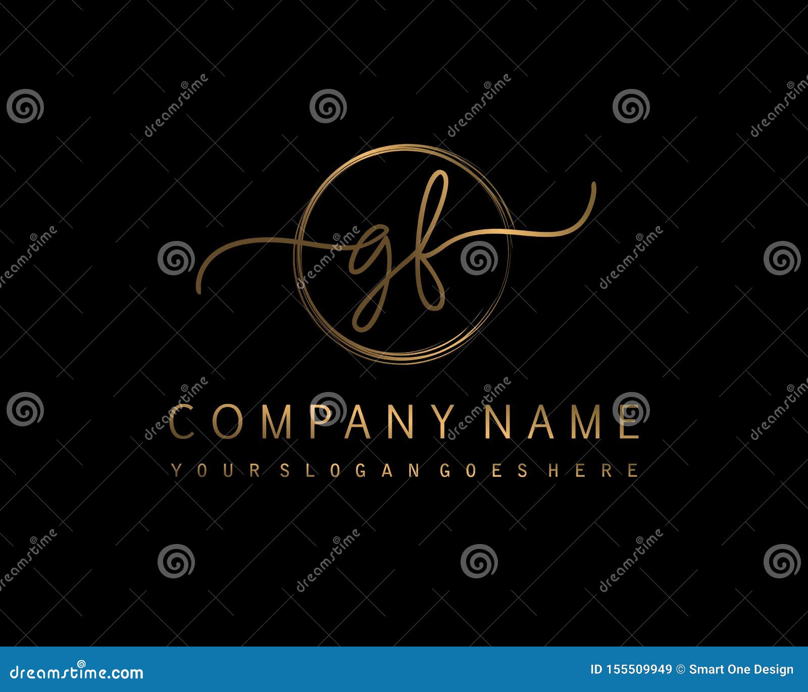 GF Initial Handwriting Logo Circle Hand Drawn Template Vector Stock ...