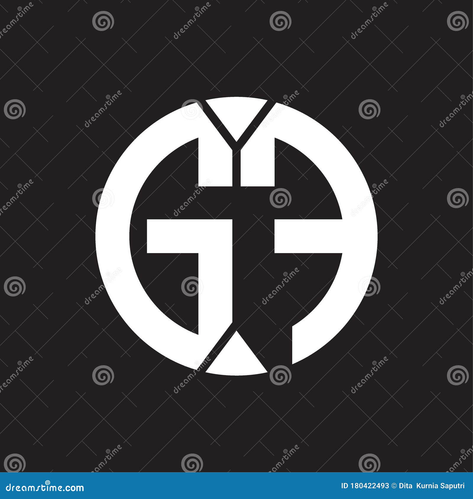 GF Logo Monogram with Piece Circle Ribbon Style Stock Illustration ...