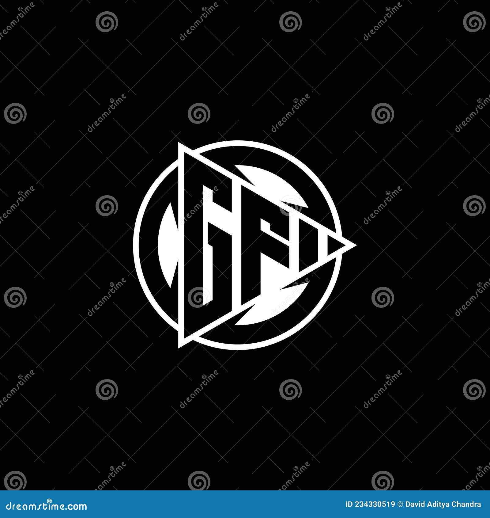 GF Logo Monogram Triangle Play Shape Circle Rounded Stock Vector ...