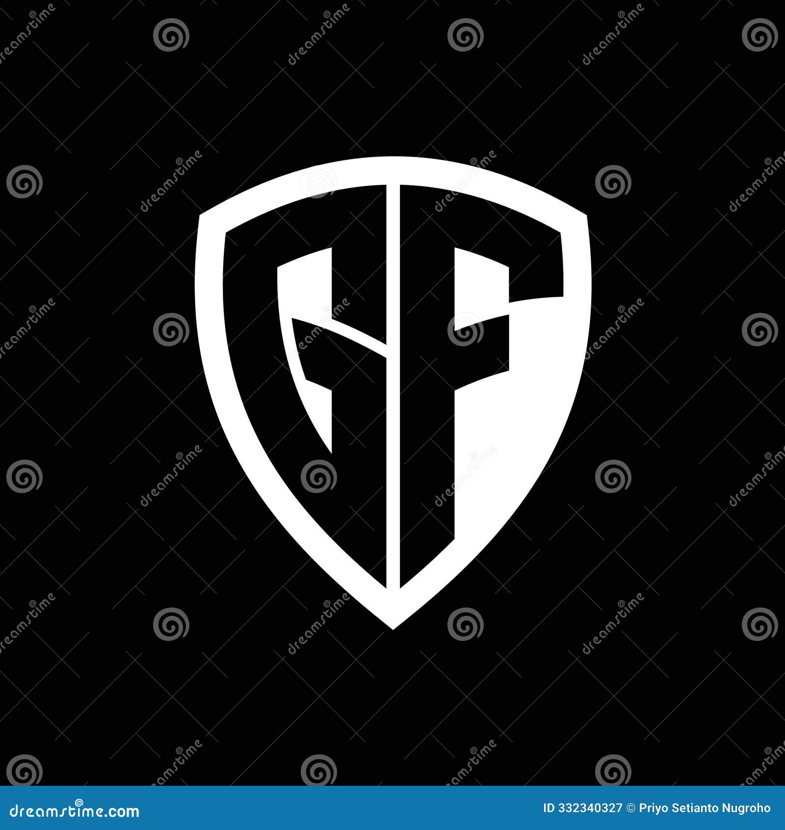 GF Monogram Logo with Bold Letters Shield Shape with Black and White ...