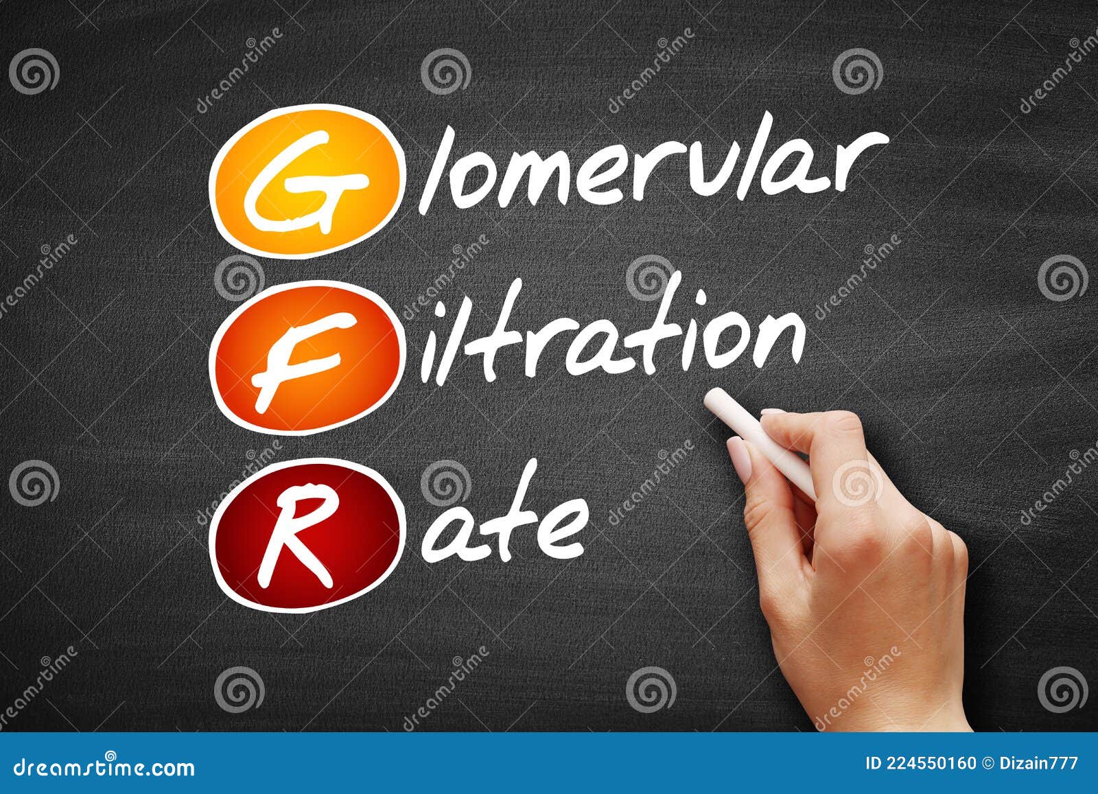 GFR - Glomerular Filtration Rate Acronym, Concept on Blackboard Stock ...