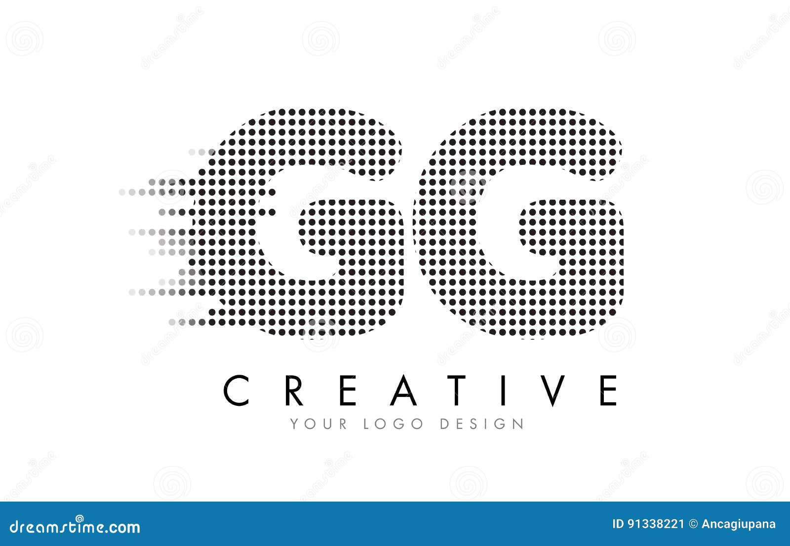 GG G G Letter Logo with Black Dots and Trails. Stock Vector ...