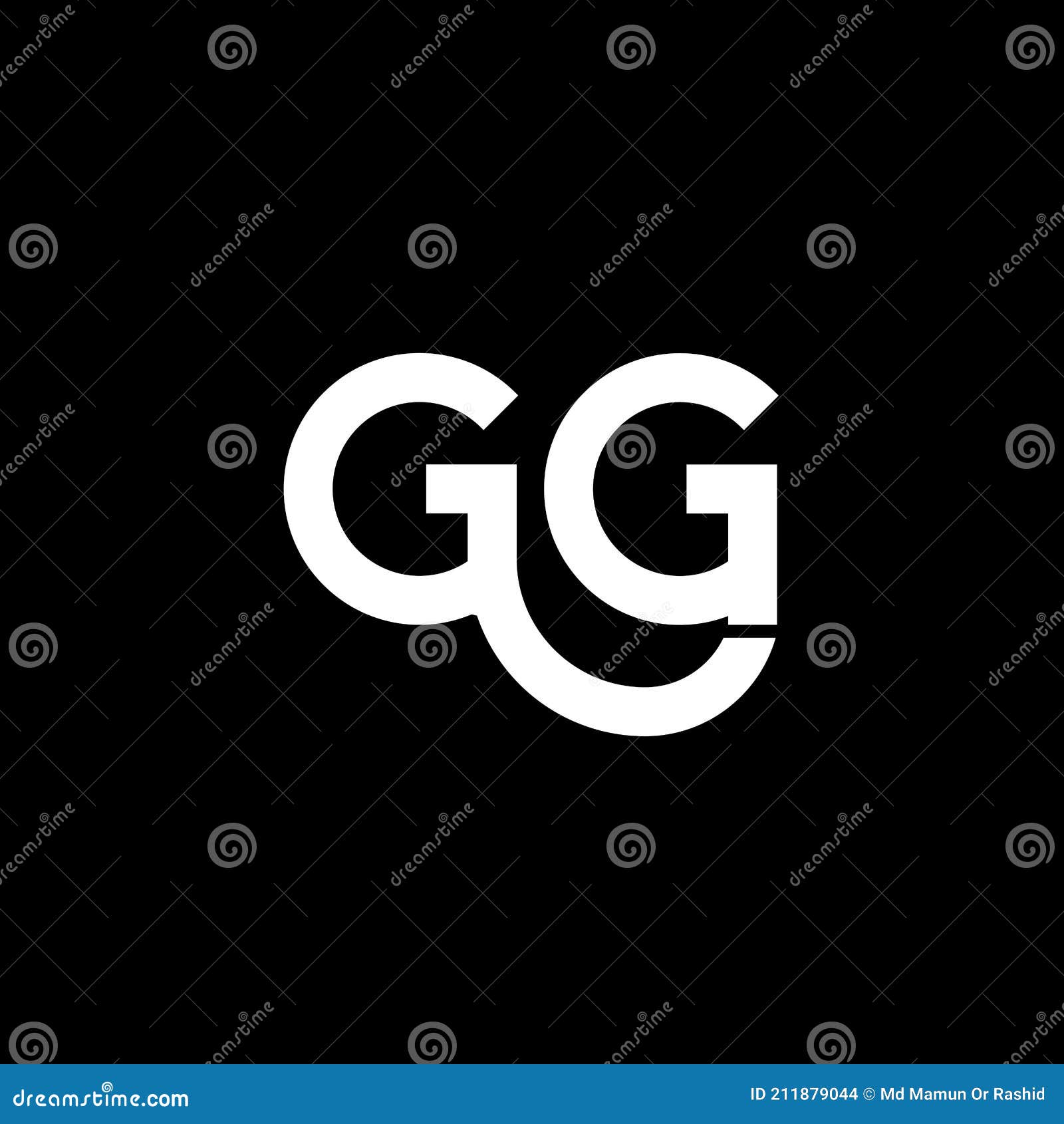 GG Letter Logo Design on Black Background. GG Creative Initials Letter ...