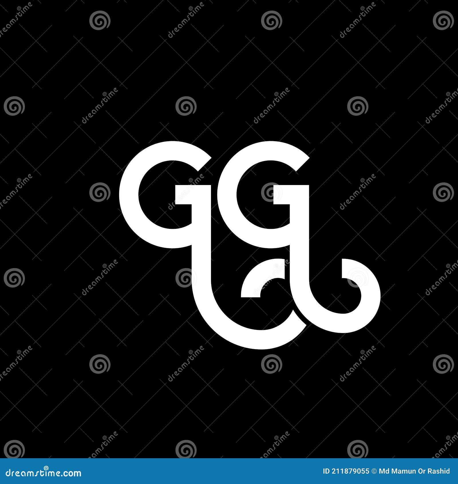 GG Letter Logo Design on Black Background. GG Creative Initials Letter ...