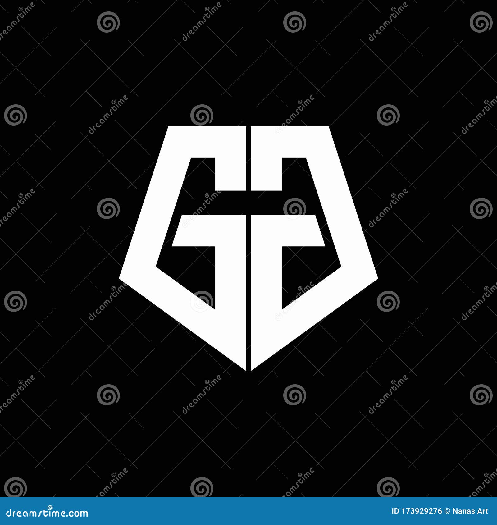 GG Logo Monogram with Pentagon Shape Style Design Template Stock Vector ...