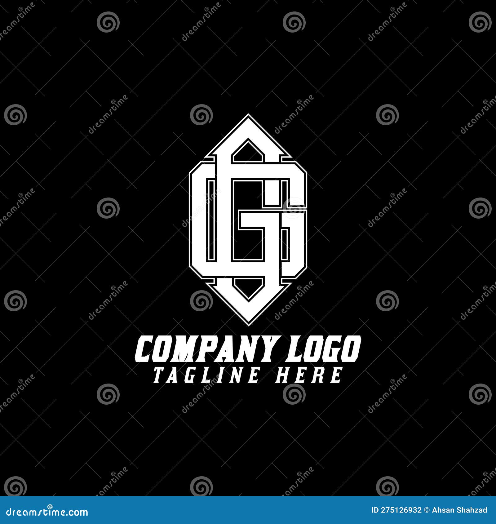 GG Logo Monogram with Pentagon Shape Style Design Template Vector Stock ...
