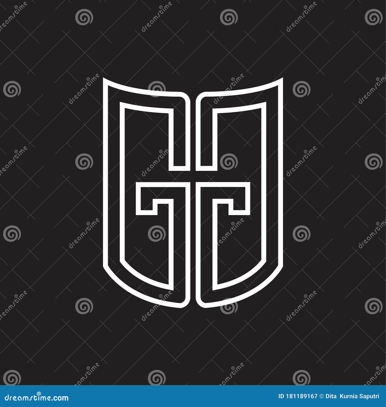 GG Logo Monogram with Ribbon Style Outline Design Template Stock Vector ...