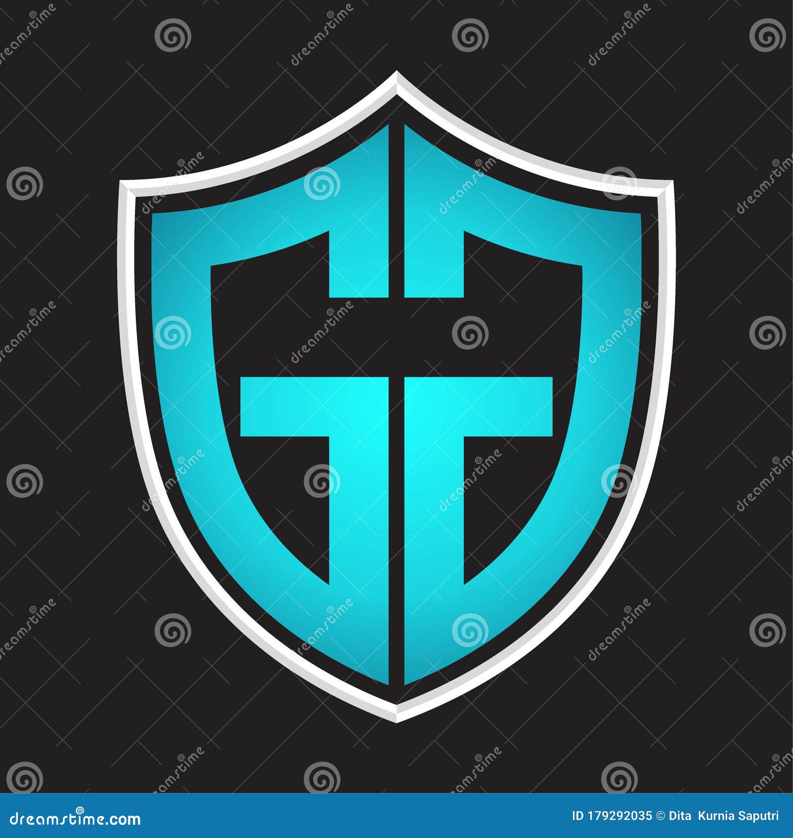 GG Logo Monogram with Shield Shape Isolated Blue Colors on Outline ...