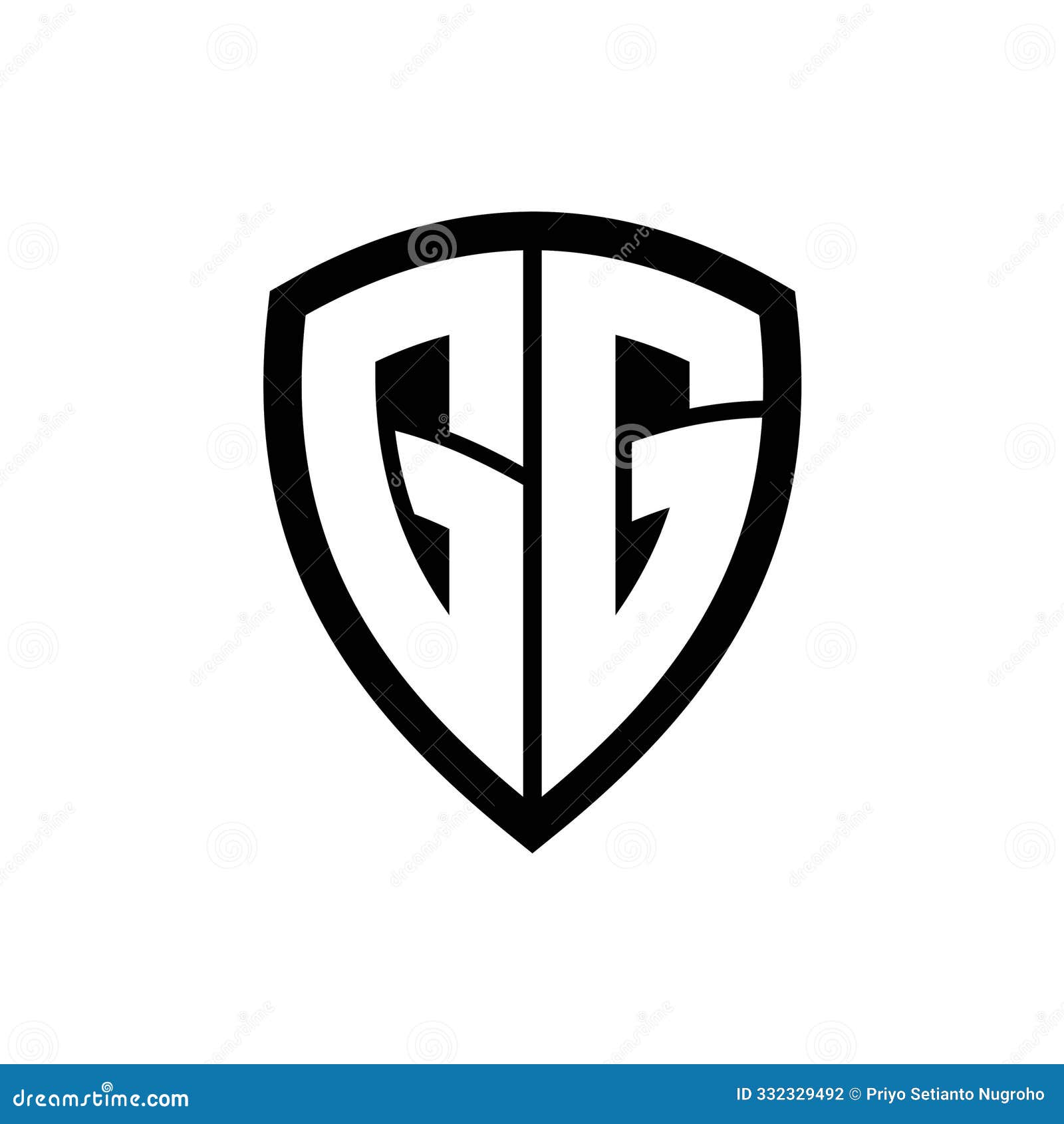 GG Monogram Logo with Bold Letters Shield Shape with Black and White ...