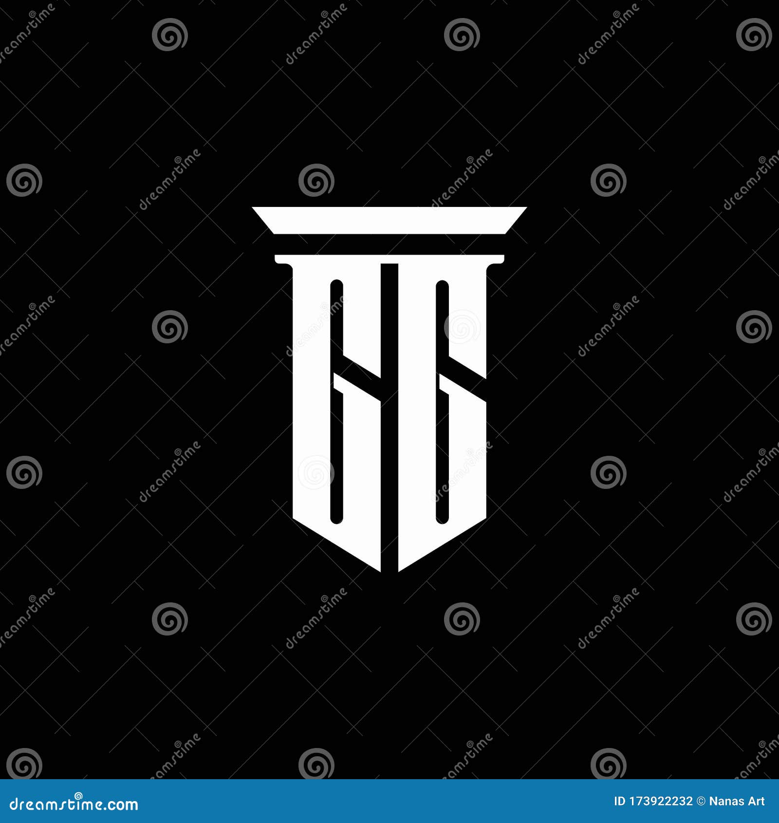 GG Monogram Logo with Emblem Style Isolated on Black Background Stock ...
