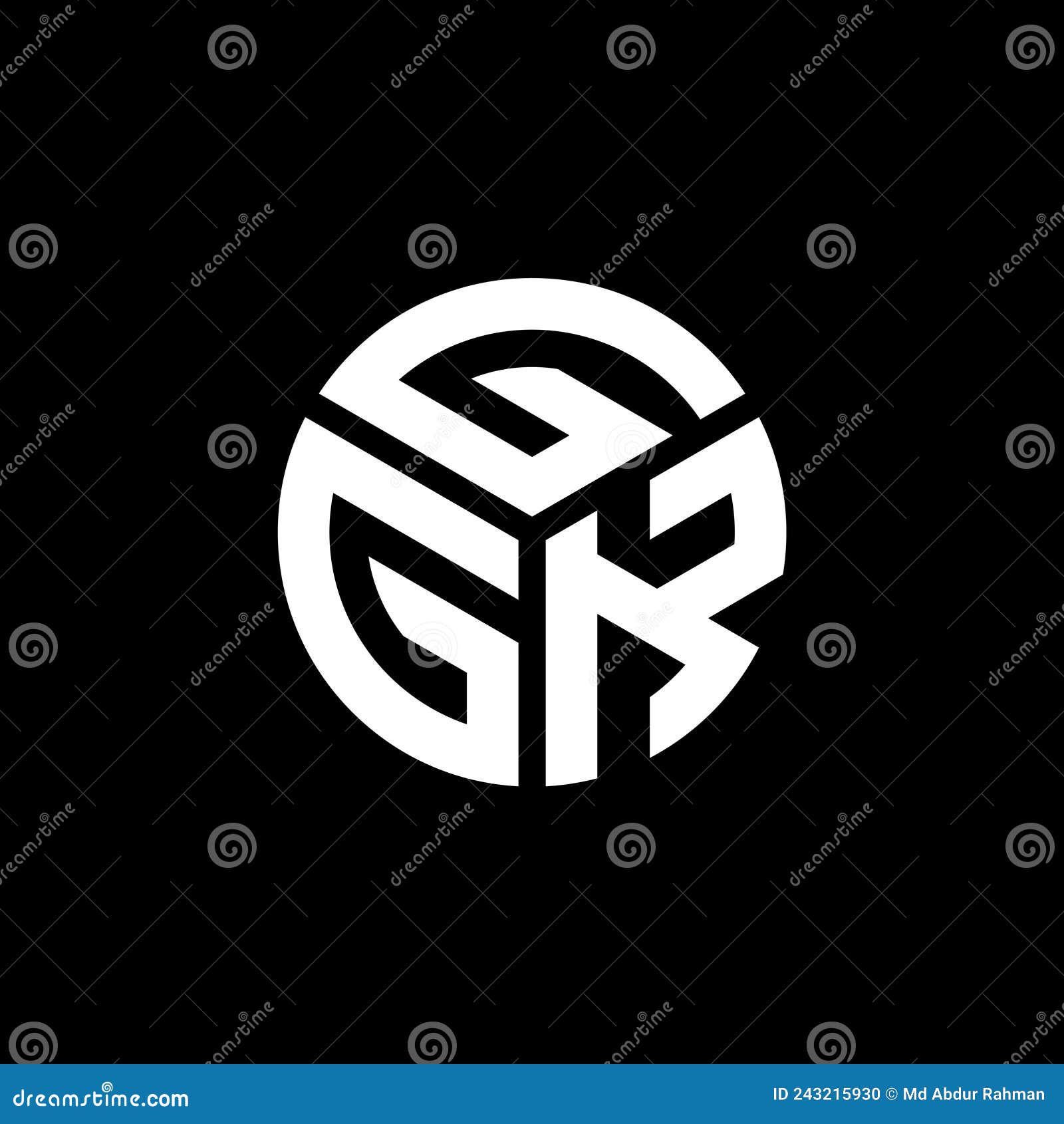 GGK Letter Logo Design on Black Background. GGK Creative Initials ...
